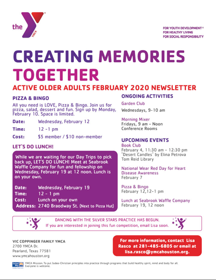 YMCA events coming up